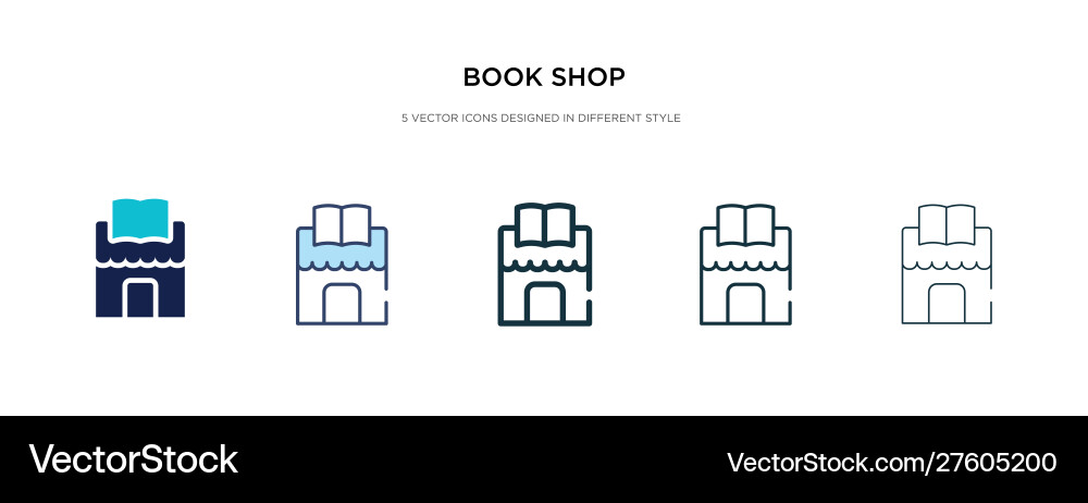 Book shop icon in different style two colored Vector Image