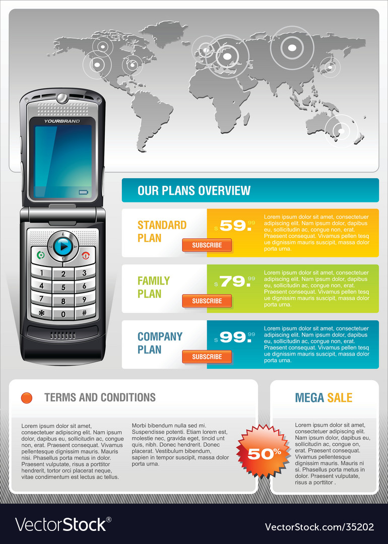 Mobile phone ad template Royalty Free Vector Image