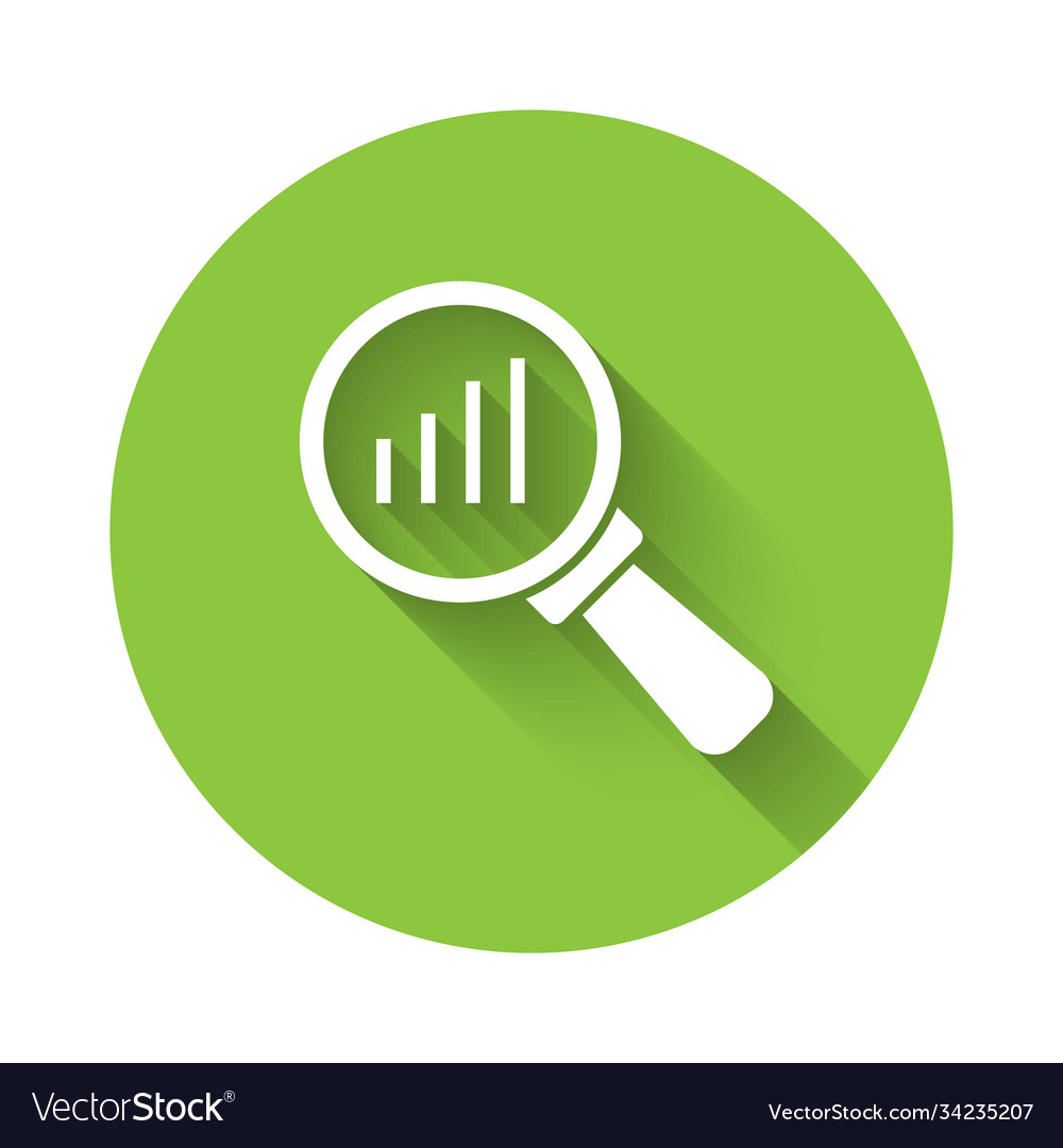 White magnifying glass and data analysis icon Vector Image
