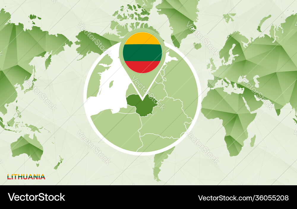 America centric world map with magnified Vector Image