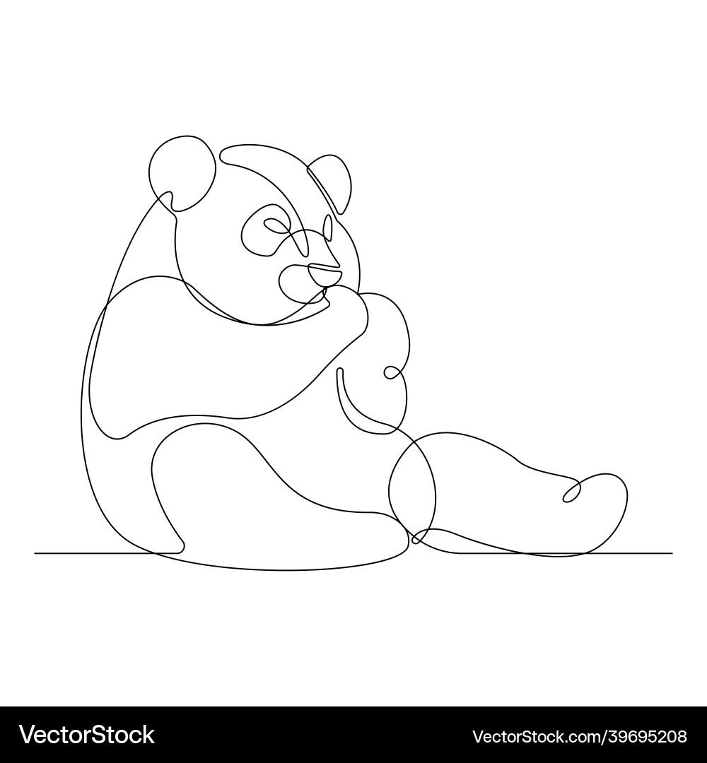 Continuous one line drawing of panda bear Vector Image