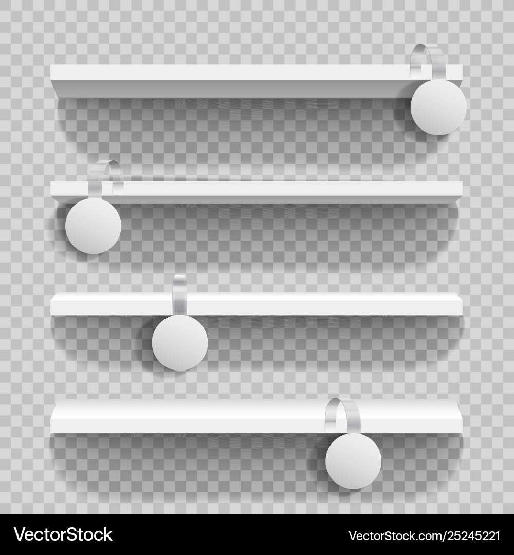 Empty white shop shelves with round custom Vector Image