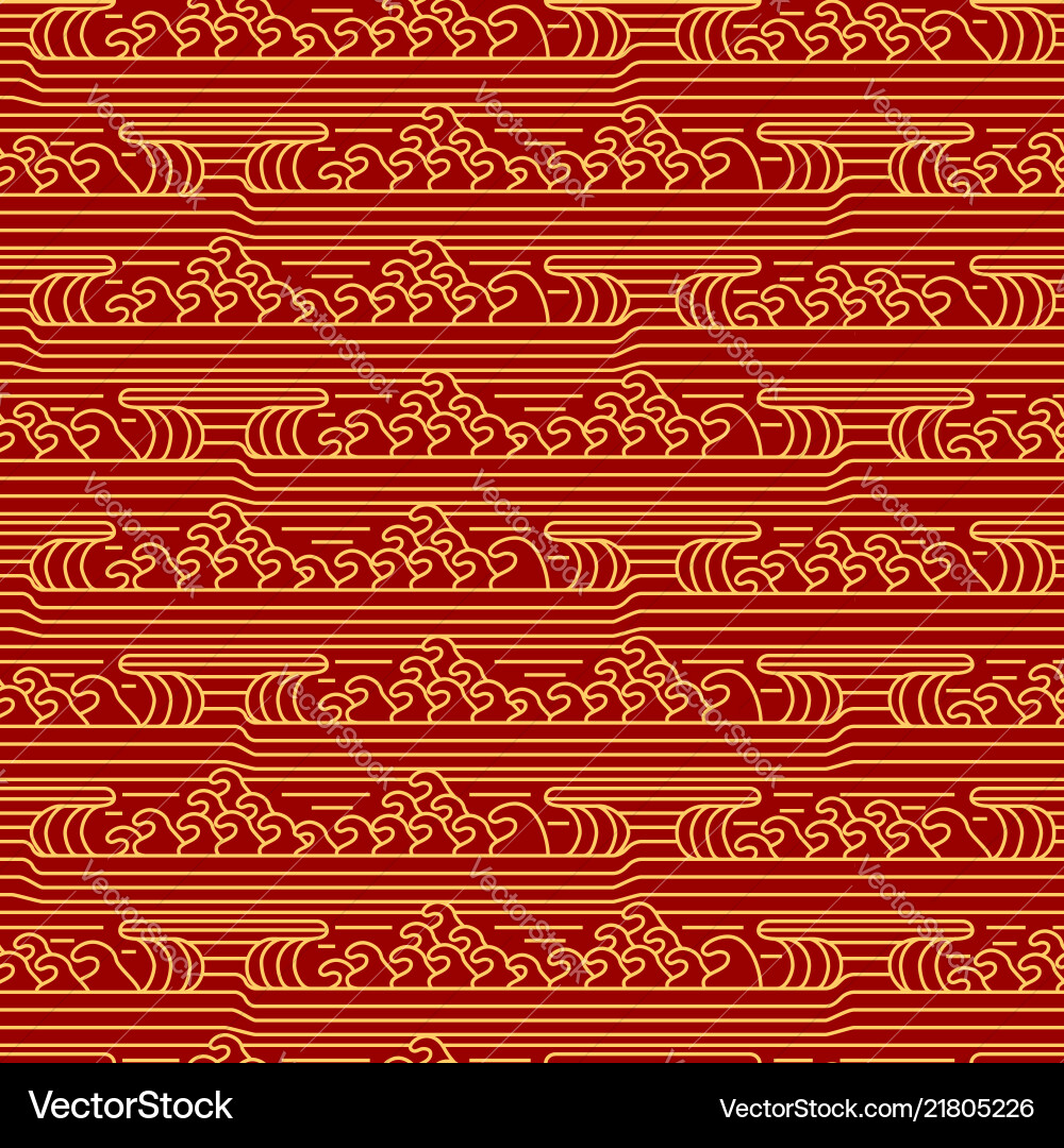 Seamless pattern sea in asian style water waves Vector Image