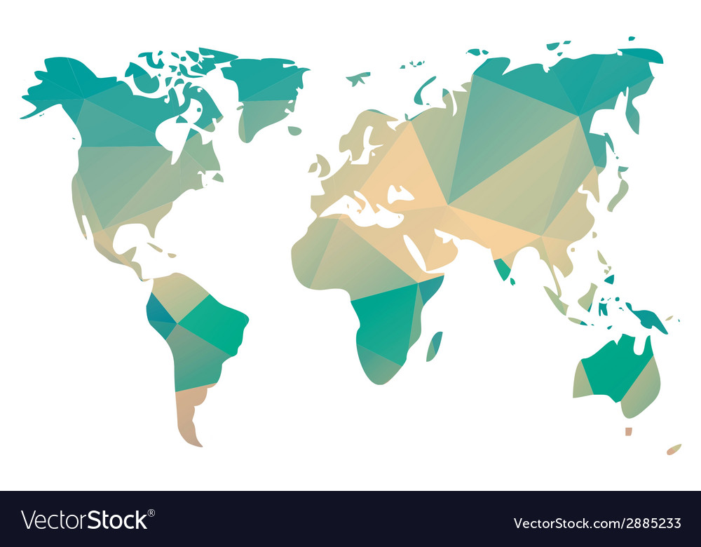 World map in geometric triangle pattern design Vector Image