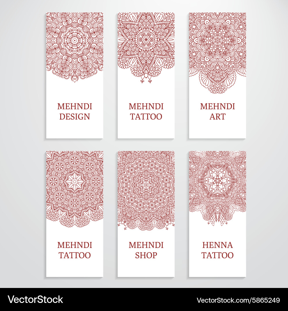 Set of flyer templates mehndi design Royalty Free Vector