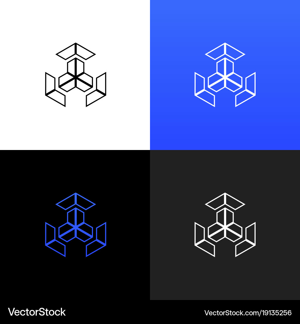 Logo cube linear of the numbers cube Royalty Free Vector