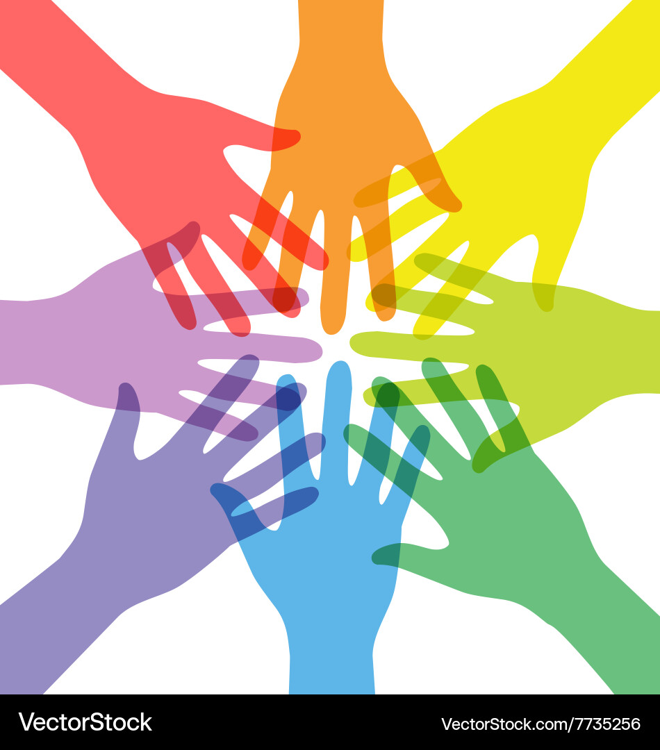 Transparency many teamwork people join colorful Vector Image