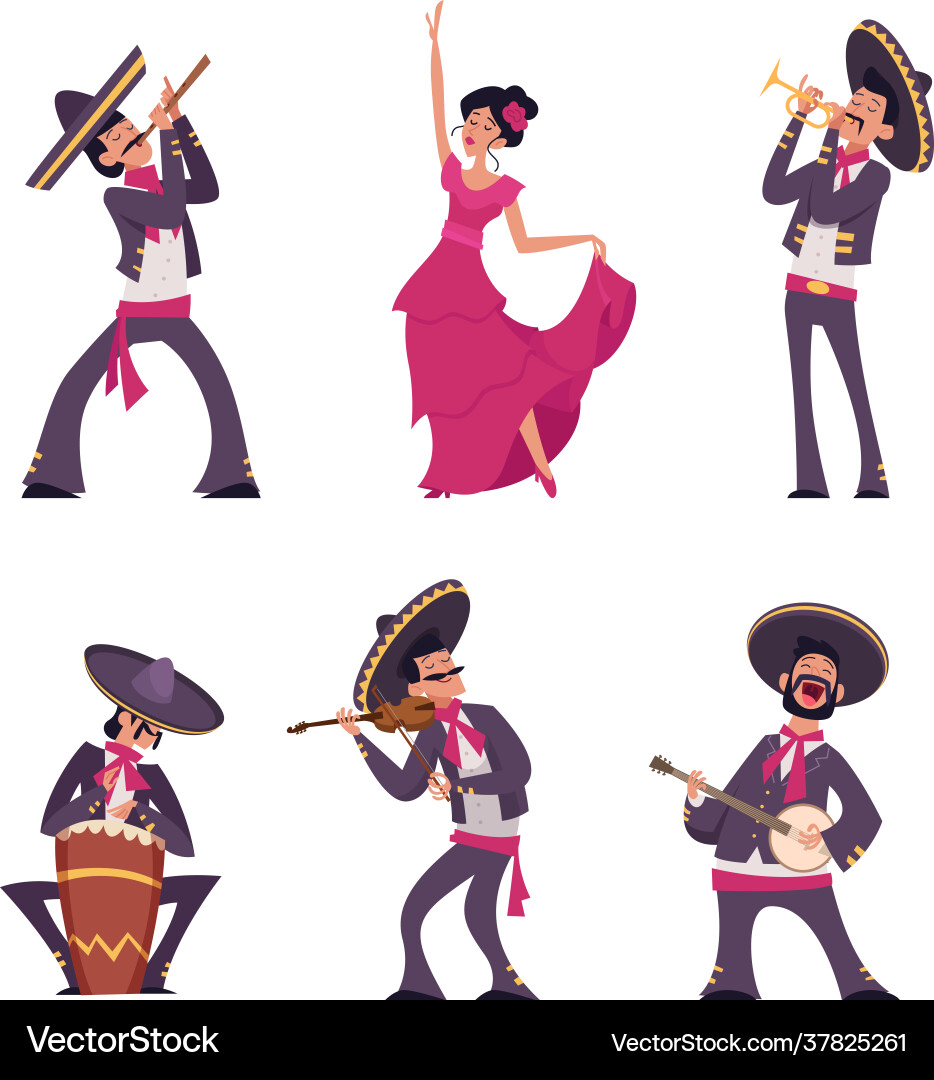 Mexican characters traditional authentic hispanic Vector Image