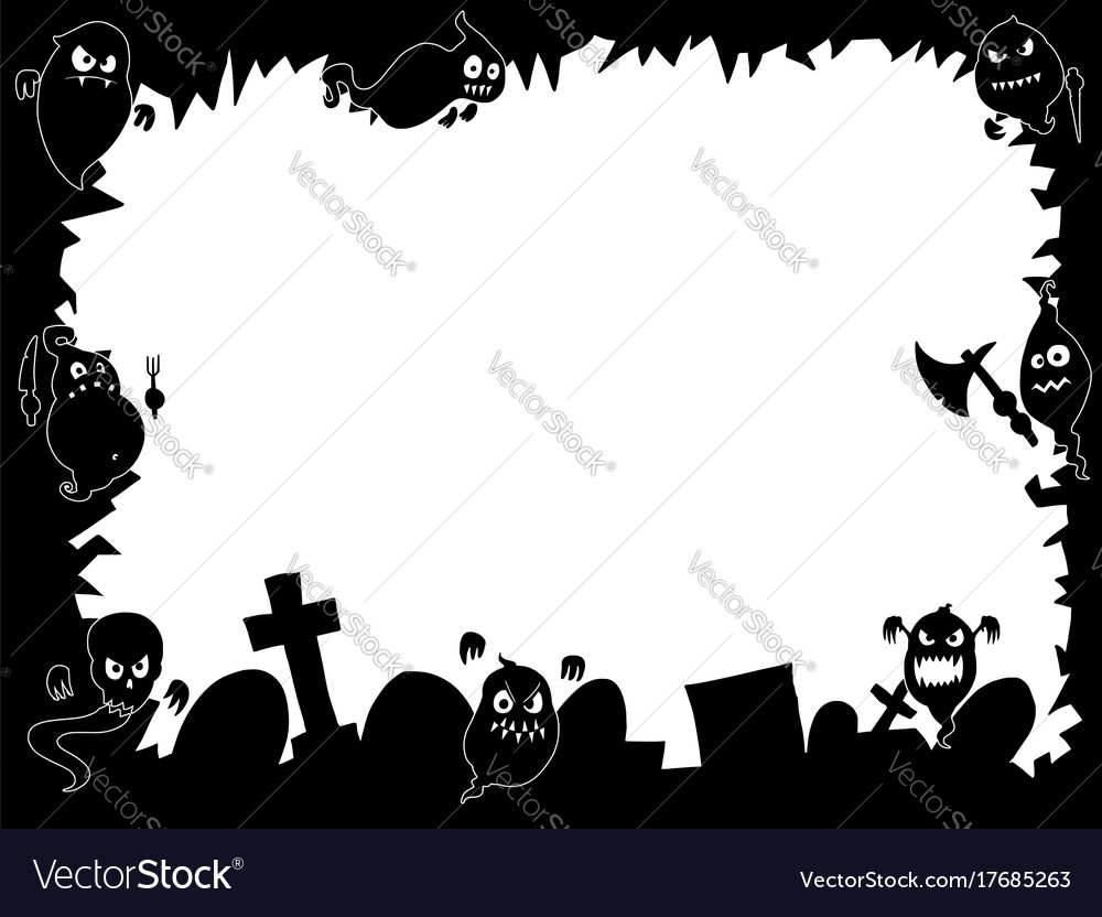 Halloween frame with cute ghost silhouettes Vector Image