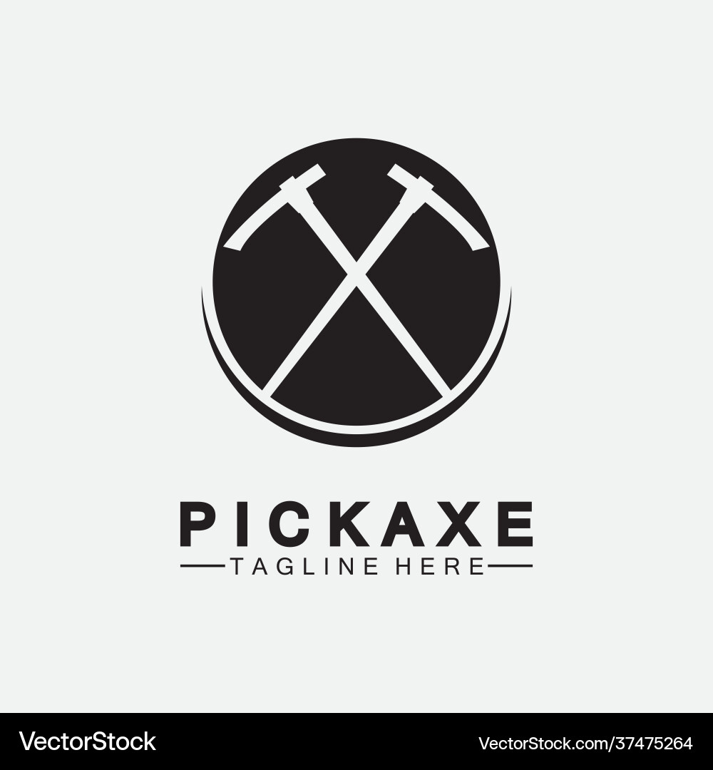 Pickaxe logo icon symbol design template mining Vector Image