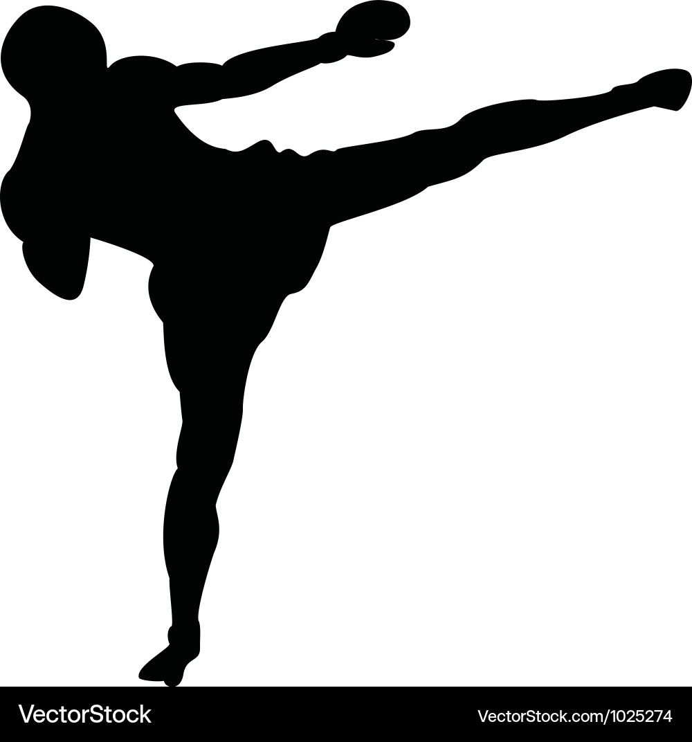 Roundhouse kick outline Royalty Free Vector Image