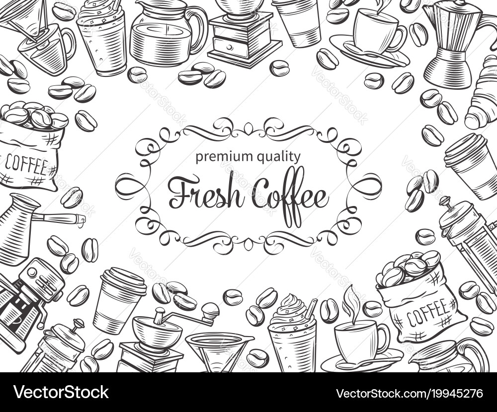 Page design template coffee Royalty Free Vector Image