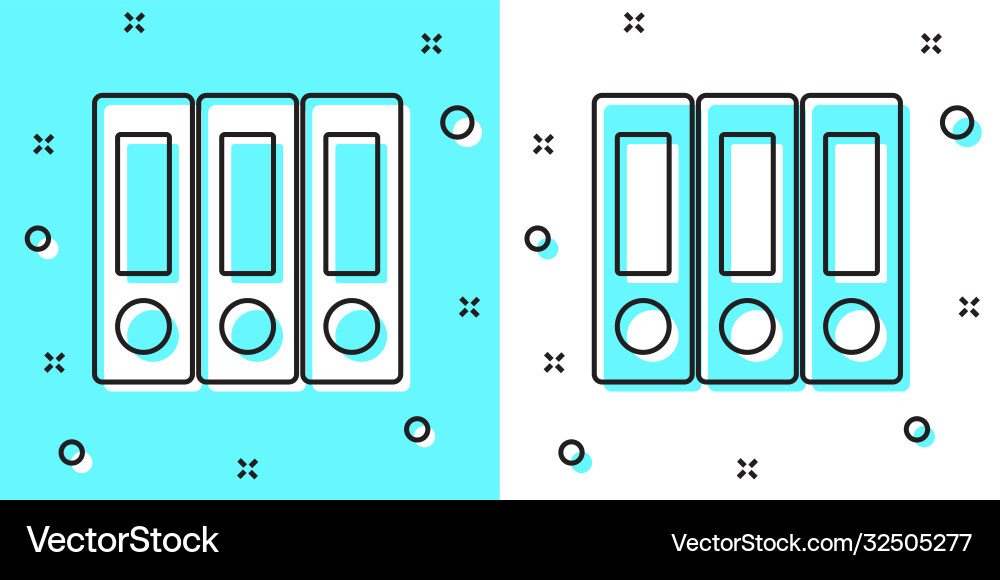 Black line office folders with papers Royalty Free Vector