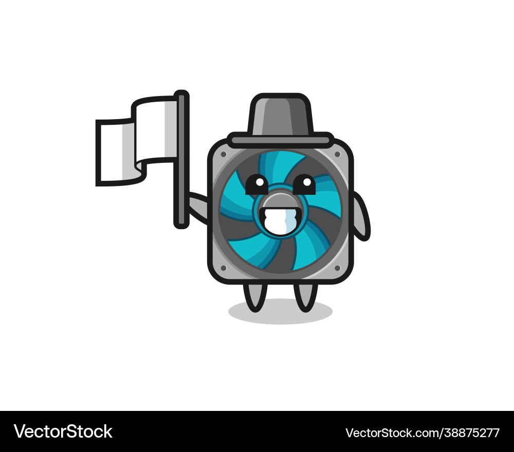 Cartoon character computer fan holding a flag Vector Image
