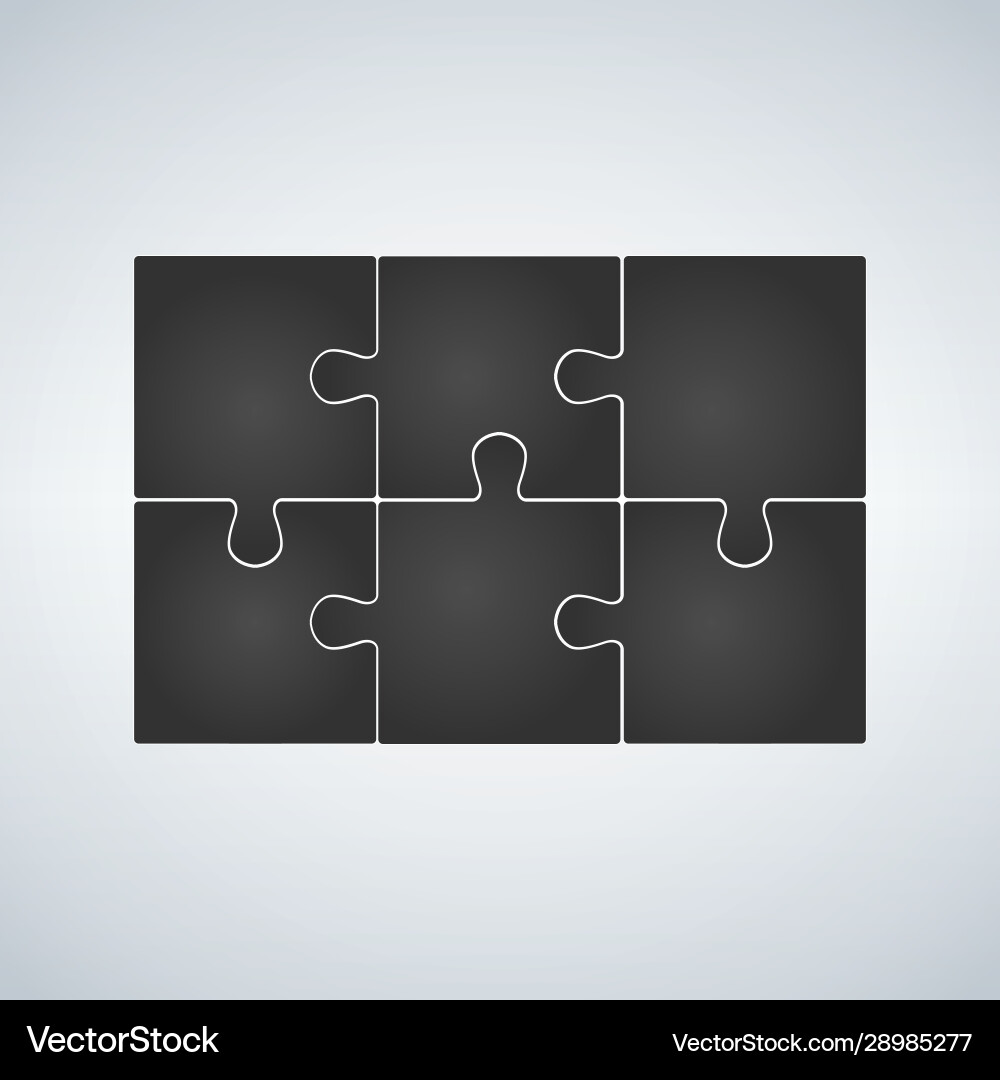 Six grey piece flat puzzle infographic Royalty Free Vector