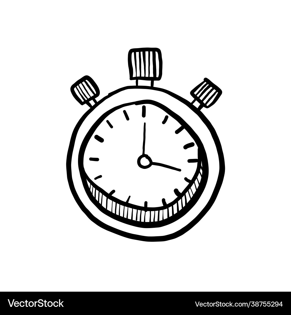 Cartoon hand drawing stopwatch Royalty Free Vector Image