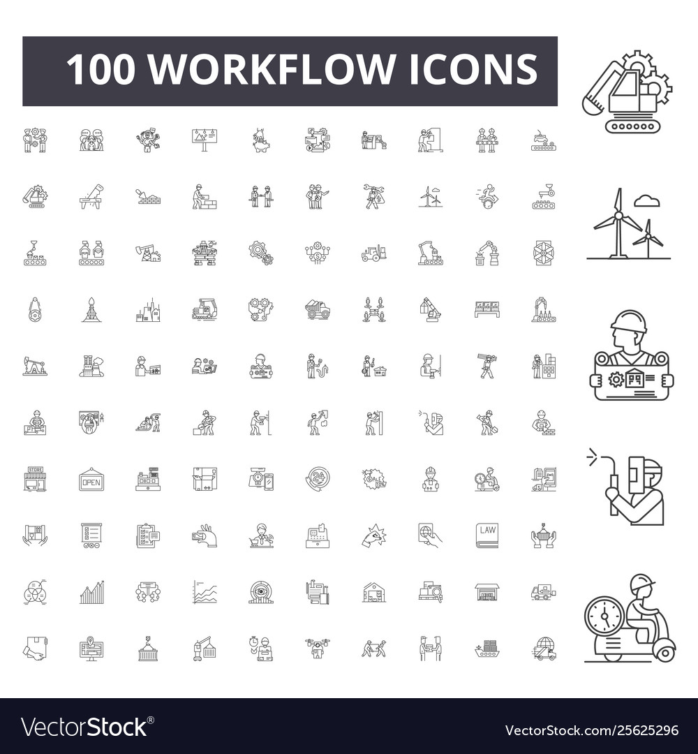 Workflow line icons signs set outline Royalty Free Vector Workflow line icons signs set outline Royalty Free Vector