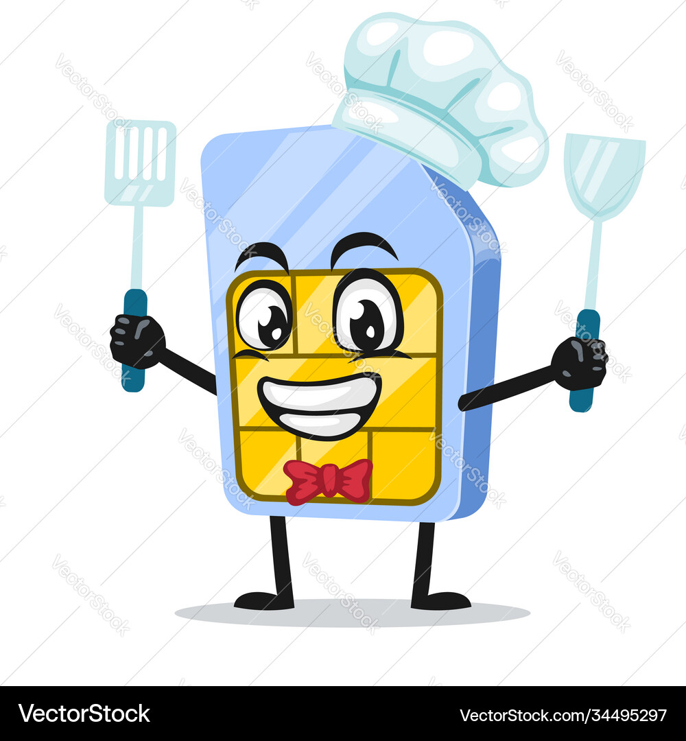 Sim card mascot or character Royalty Free Vector Image