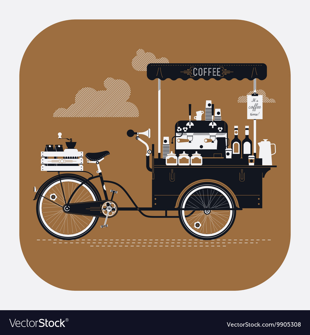 Vintage Coffee Cart Royalty Free Vector Image - VectorStock