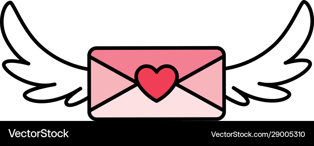 Envelope with wings in white background Royalty Free Vector