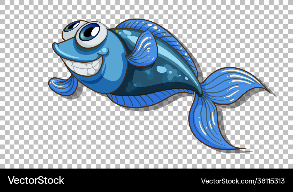 A fish cartoon character isolated on transparent Vector Image