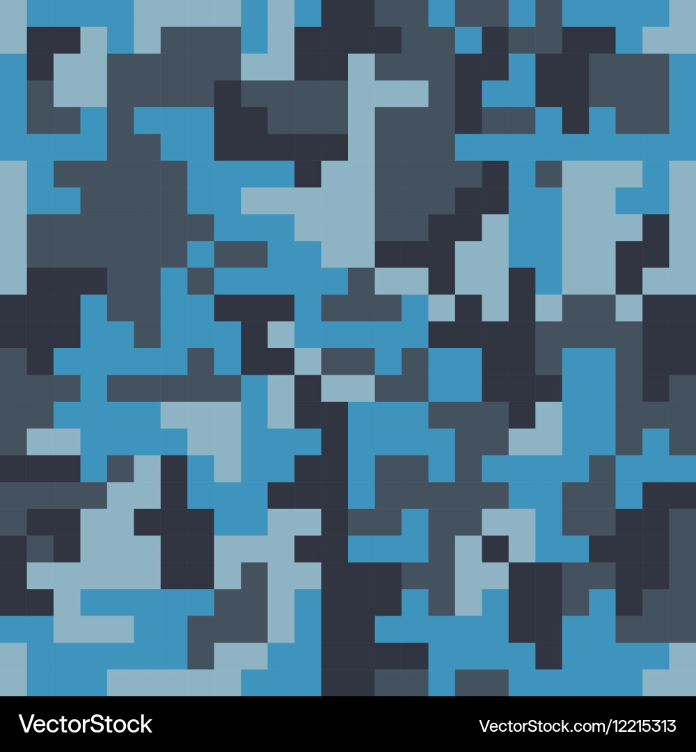 Pixel camo seamless pattern fashion blue trendy Vector Image
