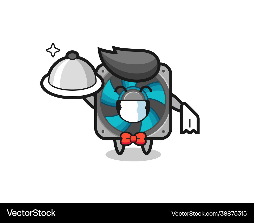 Character mascot computer fan as a waiters Vector Image