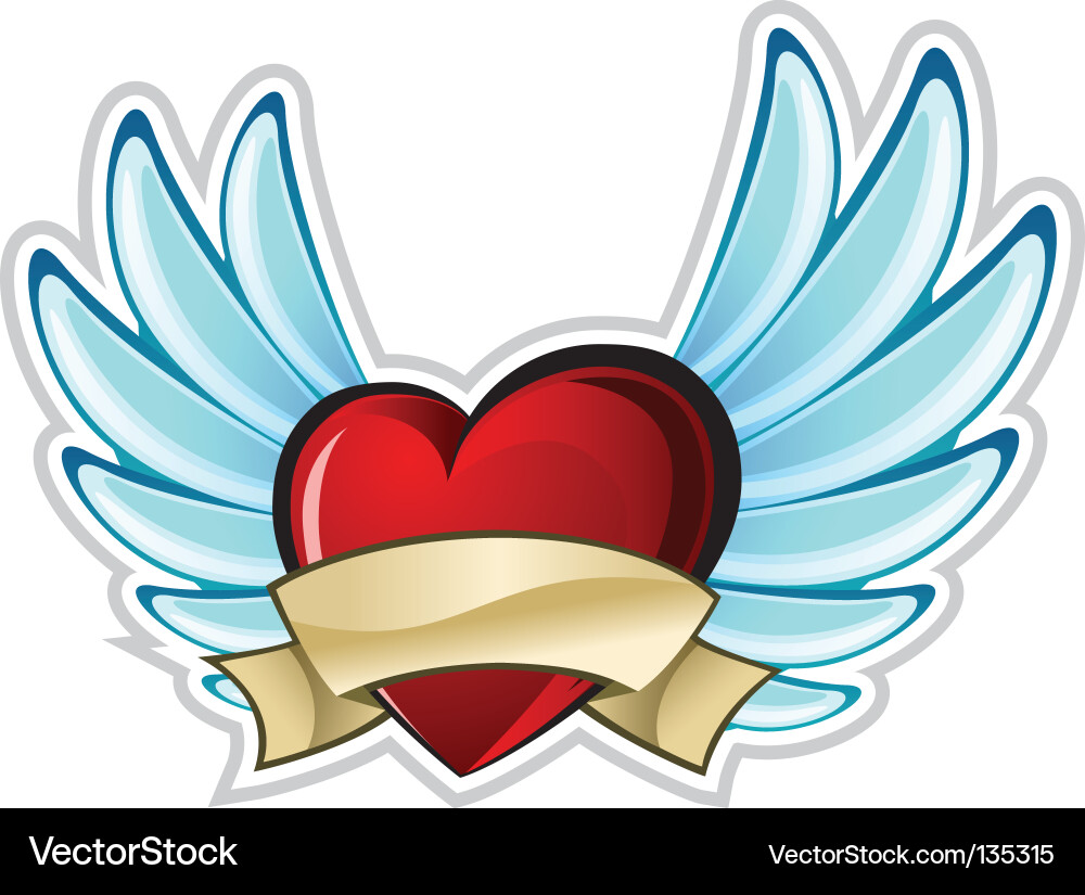 Heart with wings Royalty Free Vector Image - VectorStock