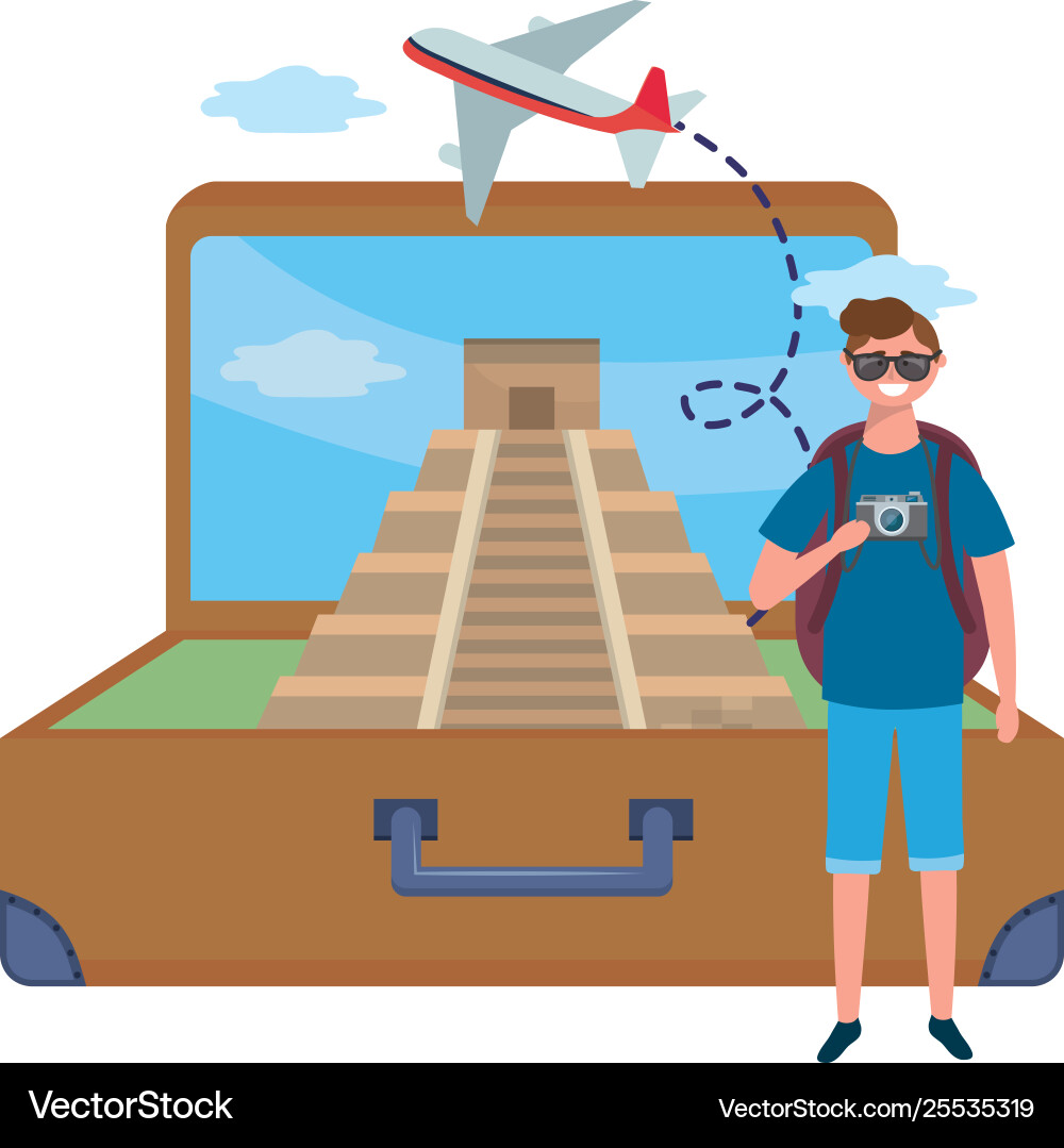 Kukulkan pyramid design Royalty Free Vector Image