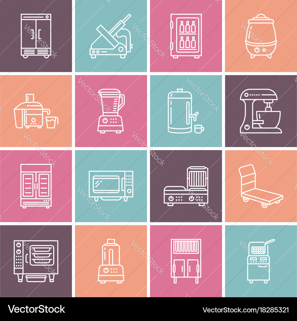 Restaurant professional equipment line icons Vector Image