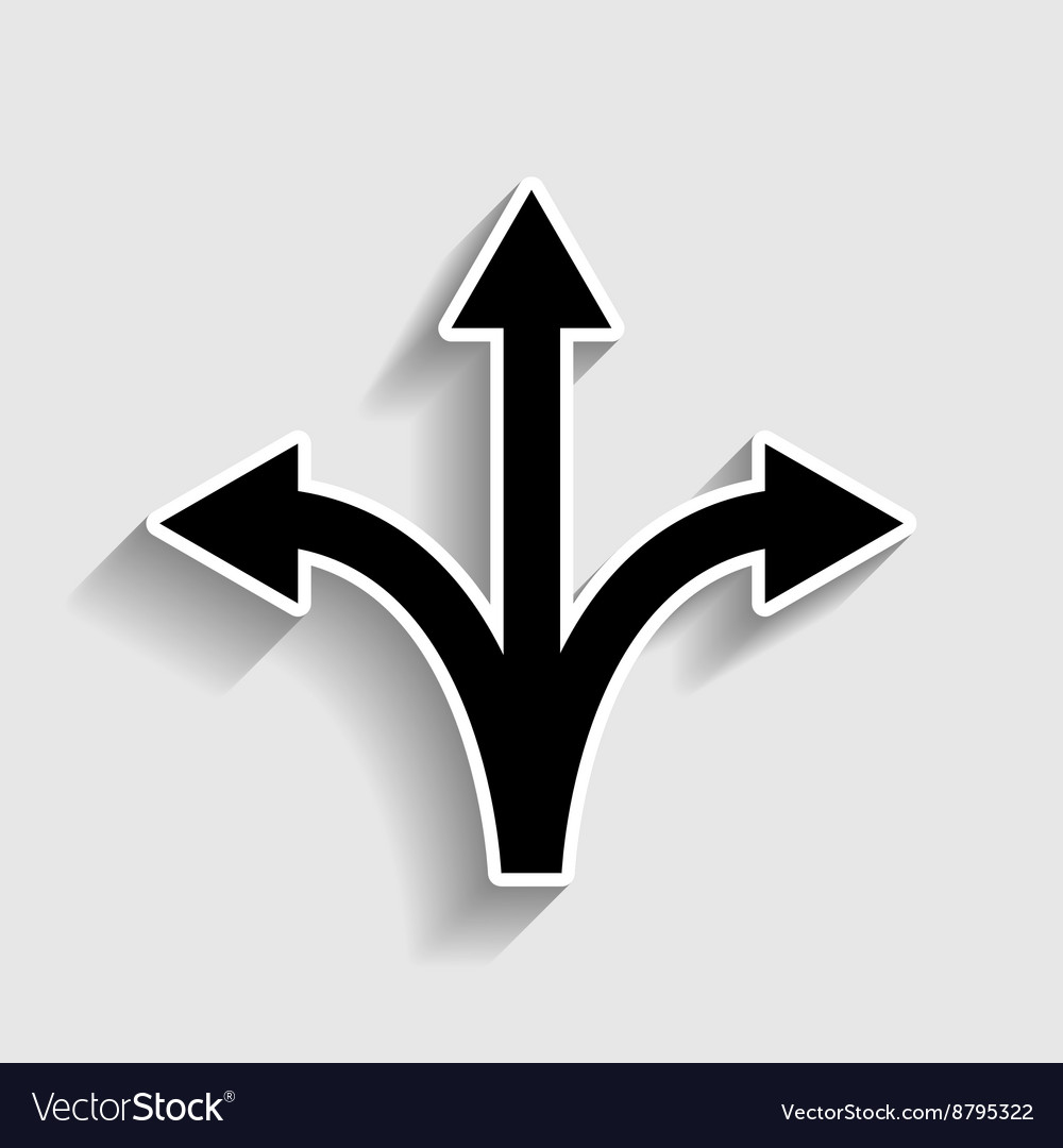 Three-way direction arrow sign Royalty Free Vector Image Three-way direction arrow sign Royalty Free Vector Image