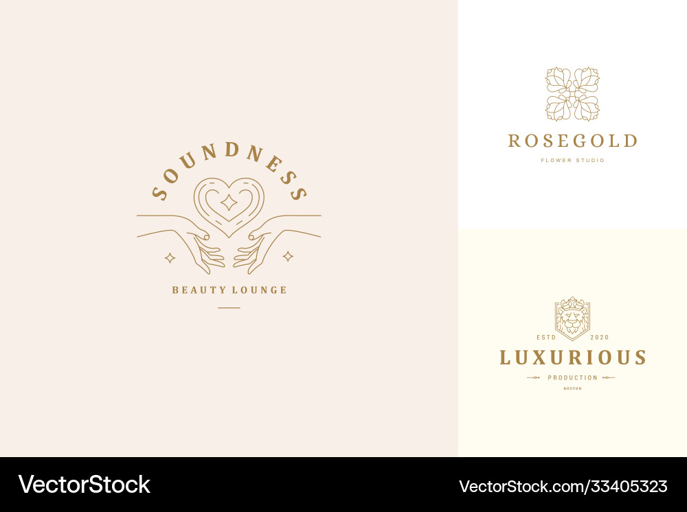 Line logos emblems design templates set Royalty Free Vector