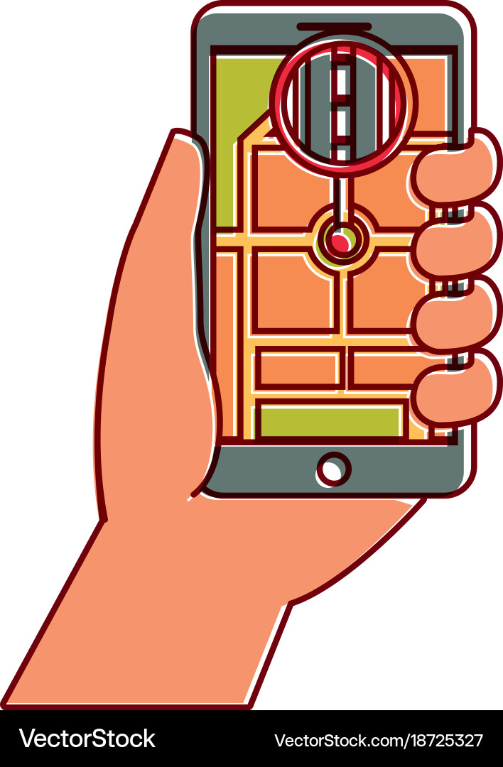 Hand holding smartphone gps navigation street Vector Image