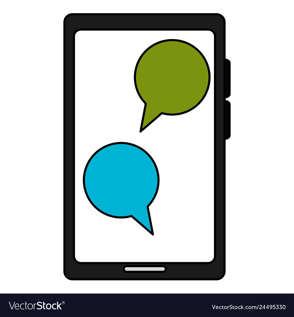 Smartphone device with speech bubbles Royalty Free Vector