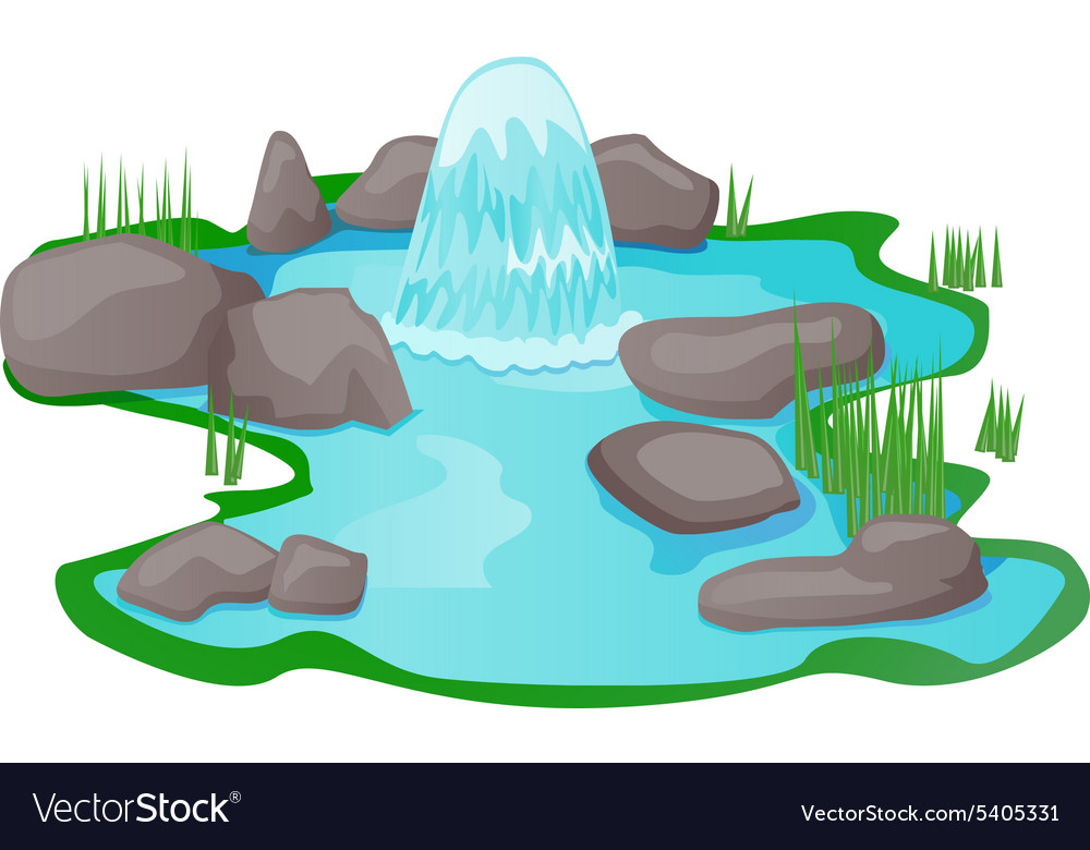 Cartoon pond scene Royalty Free Vector Image - VectorStock