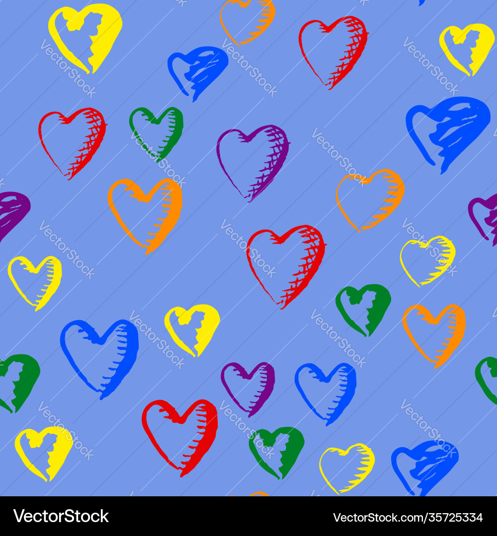 Gay pride rainbow colored pattern with hearts Vector Image