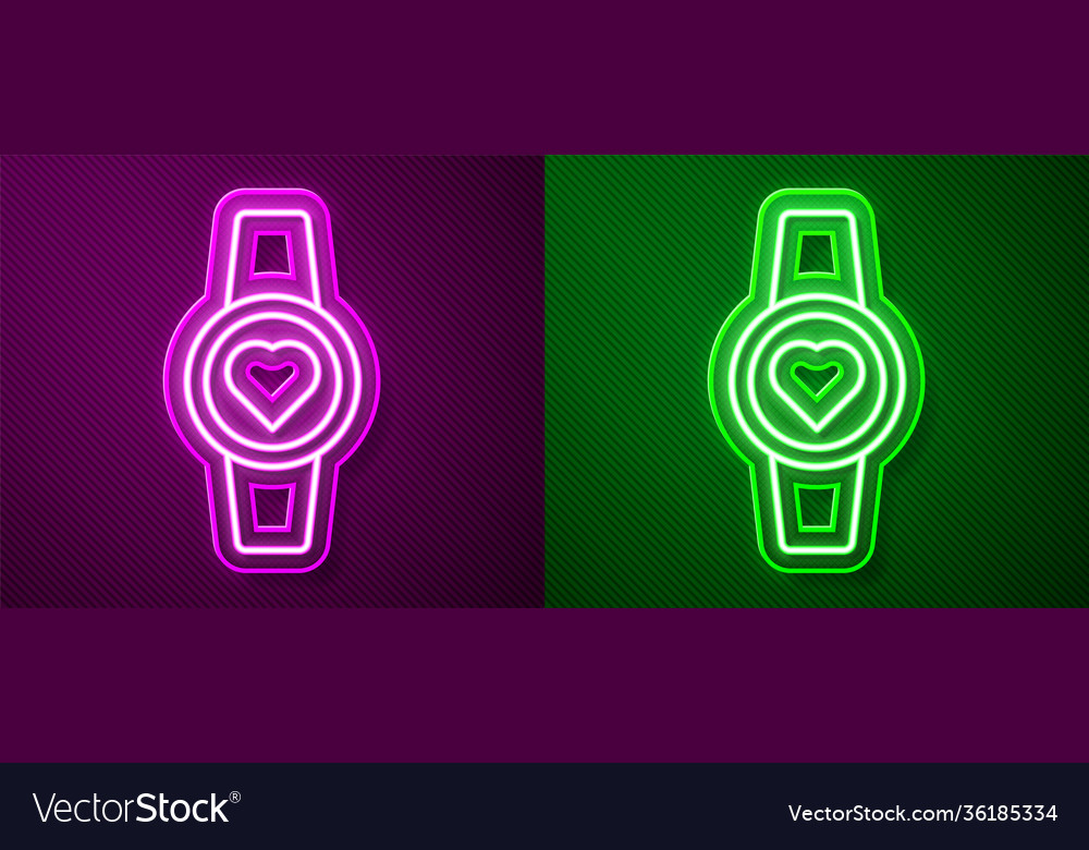 Glowing neon line smartwatch icon isolated Vector Image