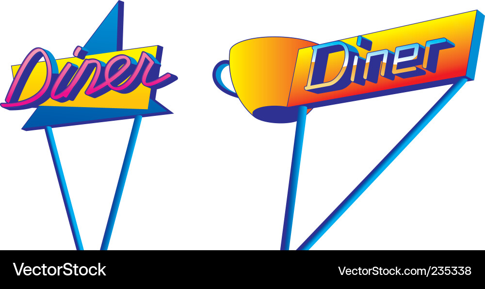 Diner signs Royalty Free Vector Image - VectorStock