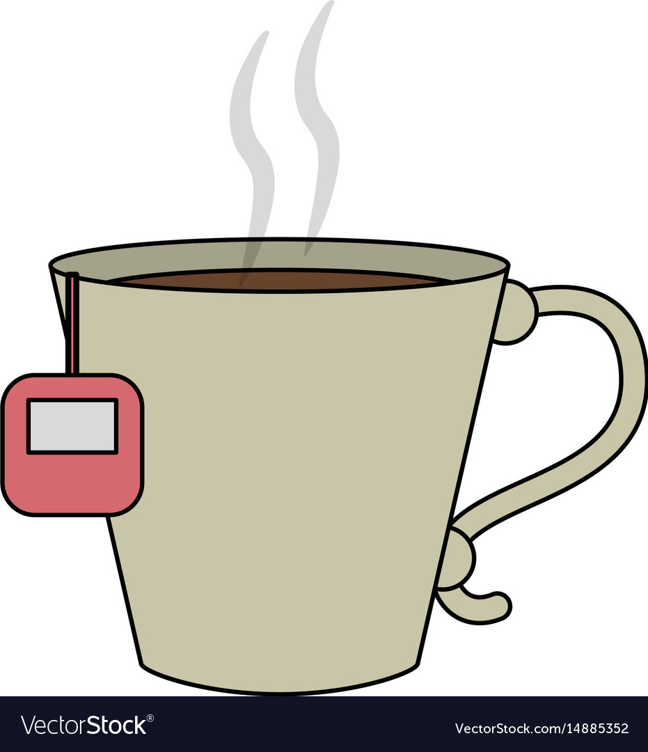 Color image cartoon porcelain cup of tea with Vector Image