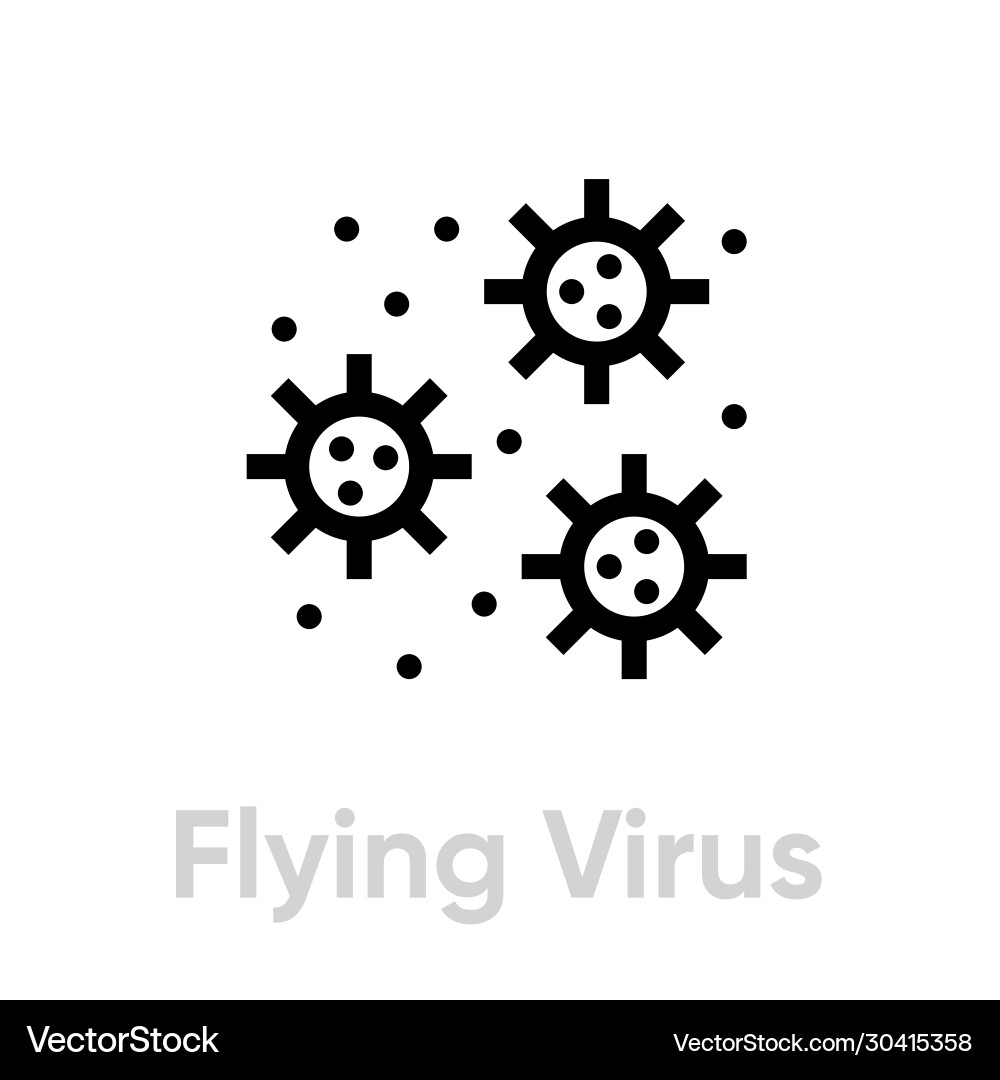 Flying virus spread icon editable line Royalty Free Vector