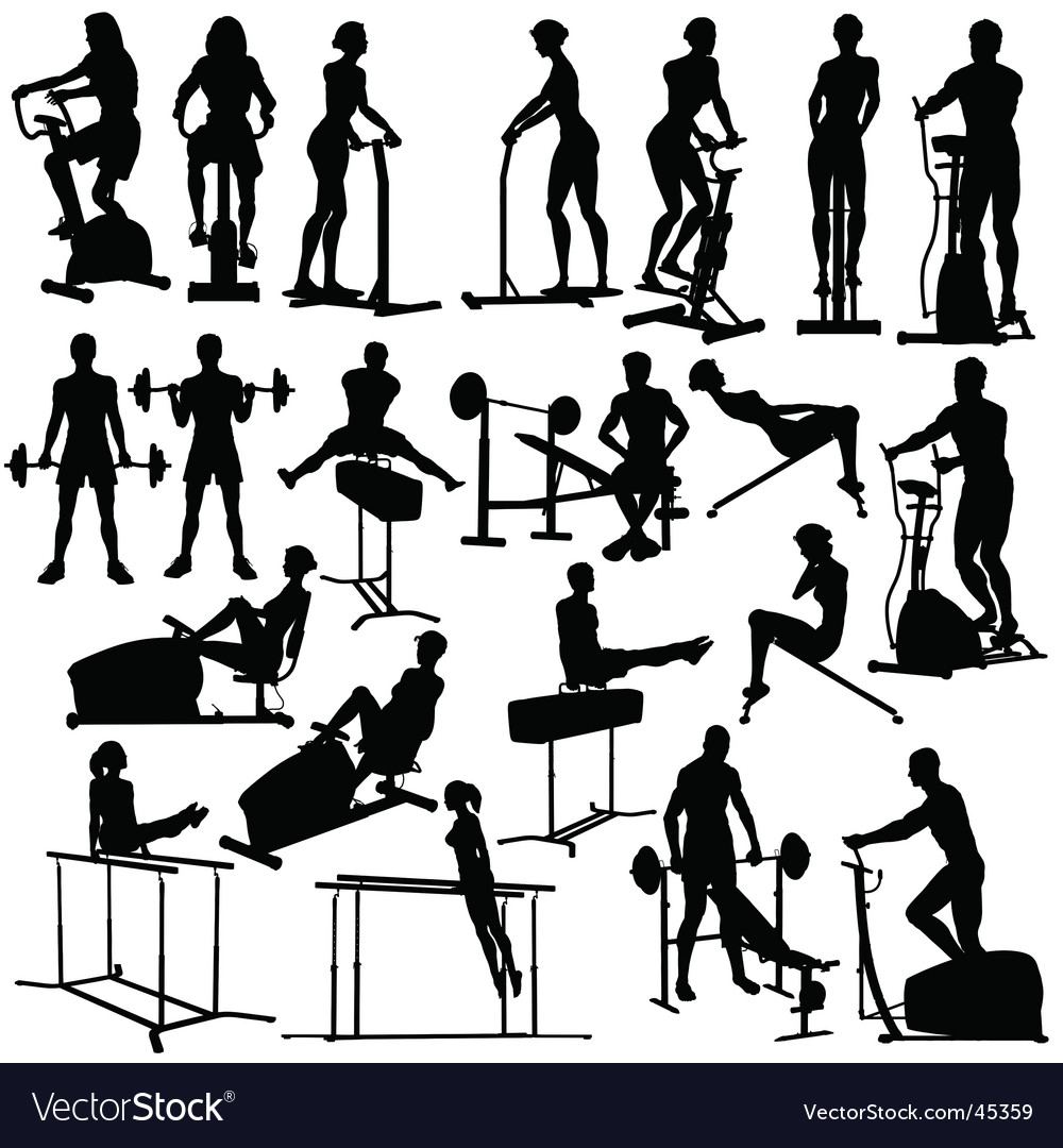 Gym workout silhouettes Vector Image by Tawng - Image #45359 - VectorStock