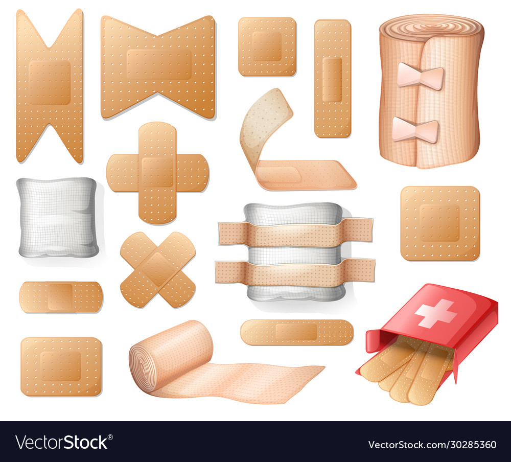 Variety medical bandaid set Royalty Free Vector Image