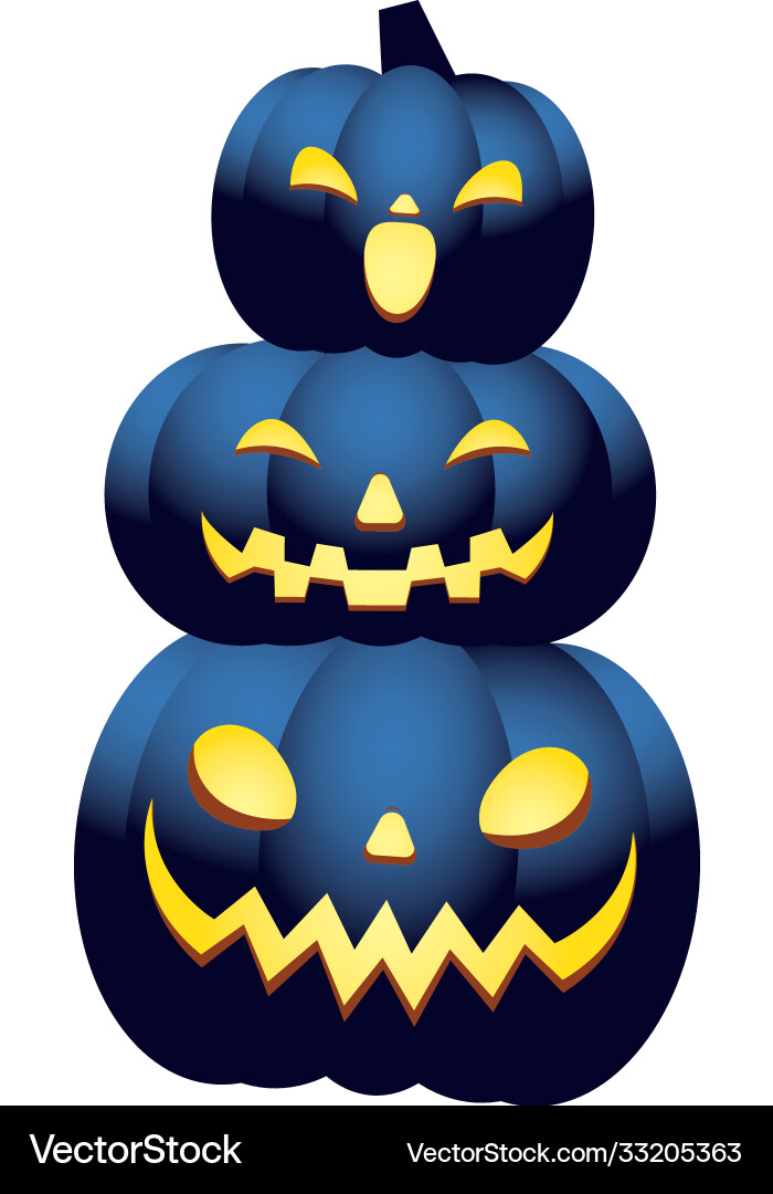Halloween blue pumpkins cartoons design Royalty Free Vector
