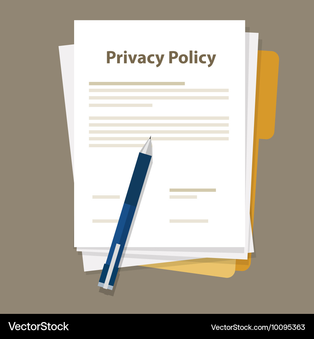 Privacy Policy document paper and pen Royalty Free Vector
