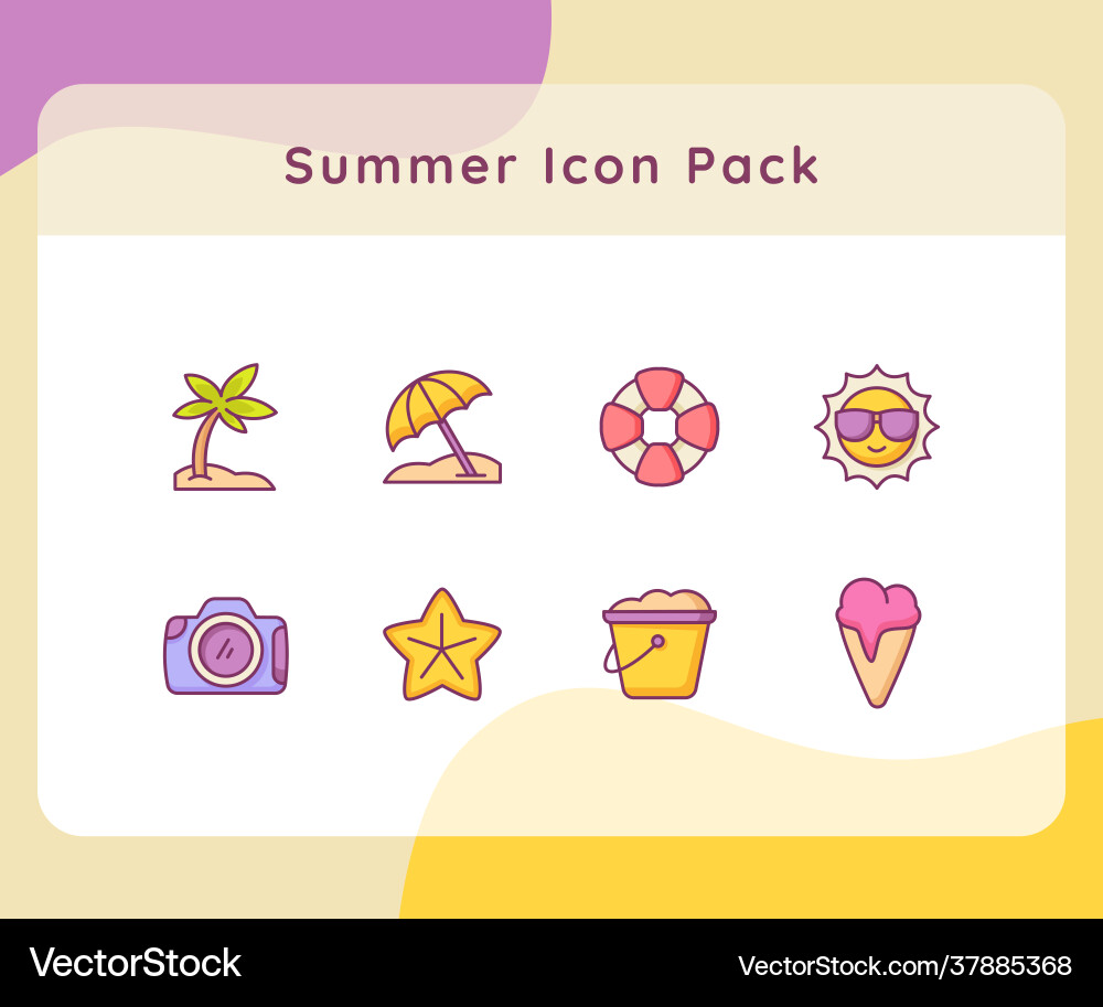 Summer icon pack collection white isolated Vector Image