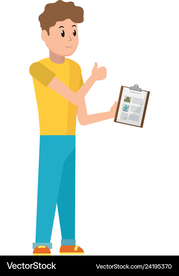Young man with checklist Royalty Free Vector Image