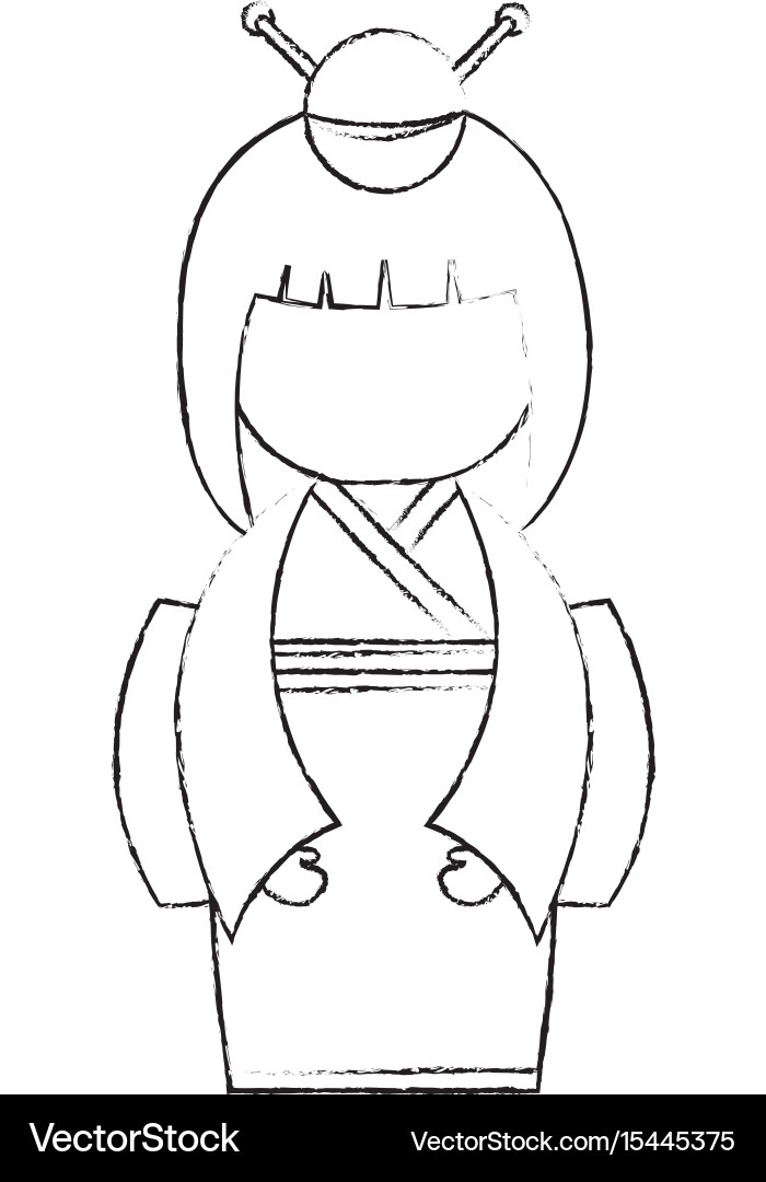 Cute little japanese doll Royalty Free Vector Image