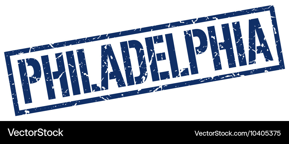 Philadelphia blue square stamp Royalty Free Vector Image