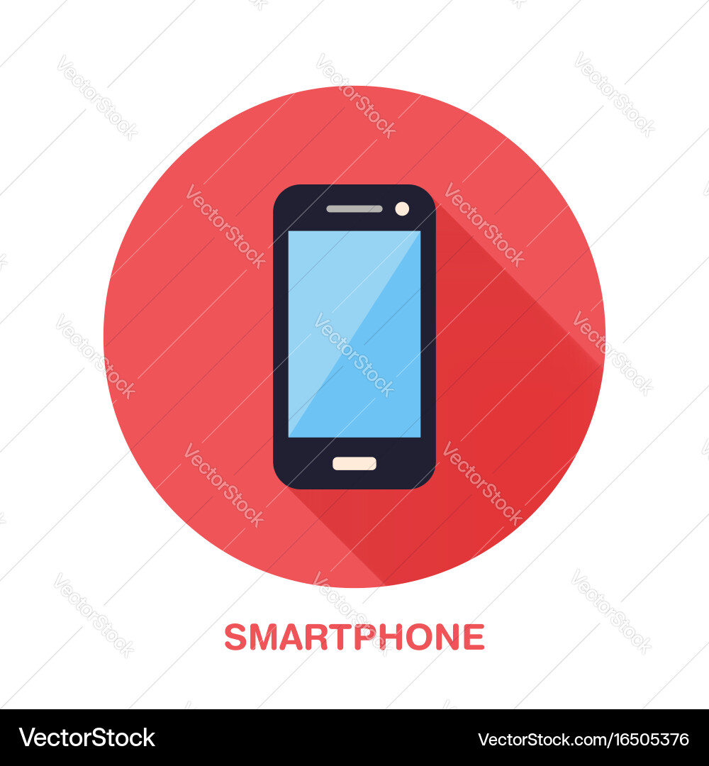 Black smartphone with blank screen flat style icon