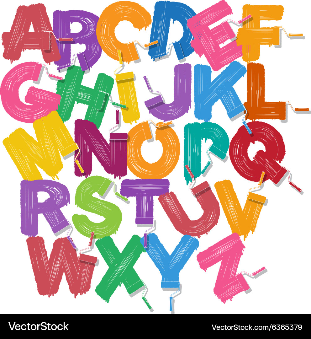 Roller brush font Royalty Free Vector Image - VectorStock